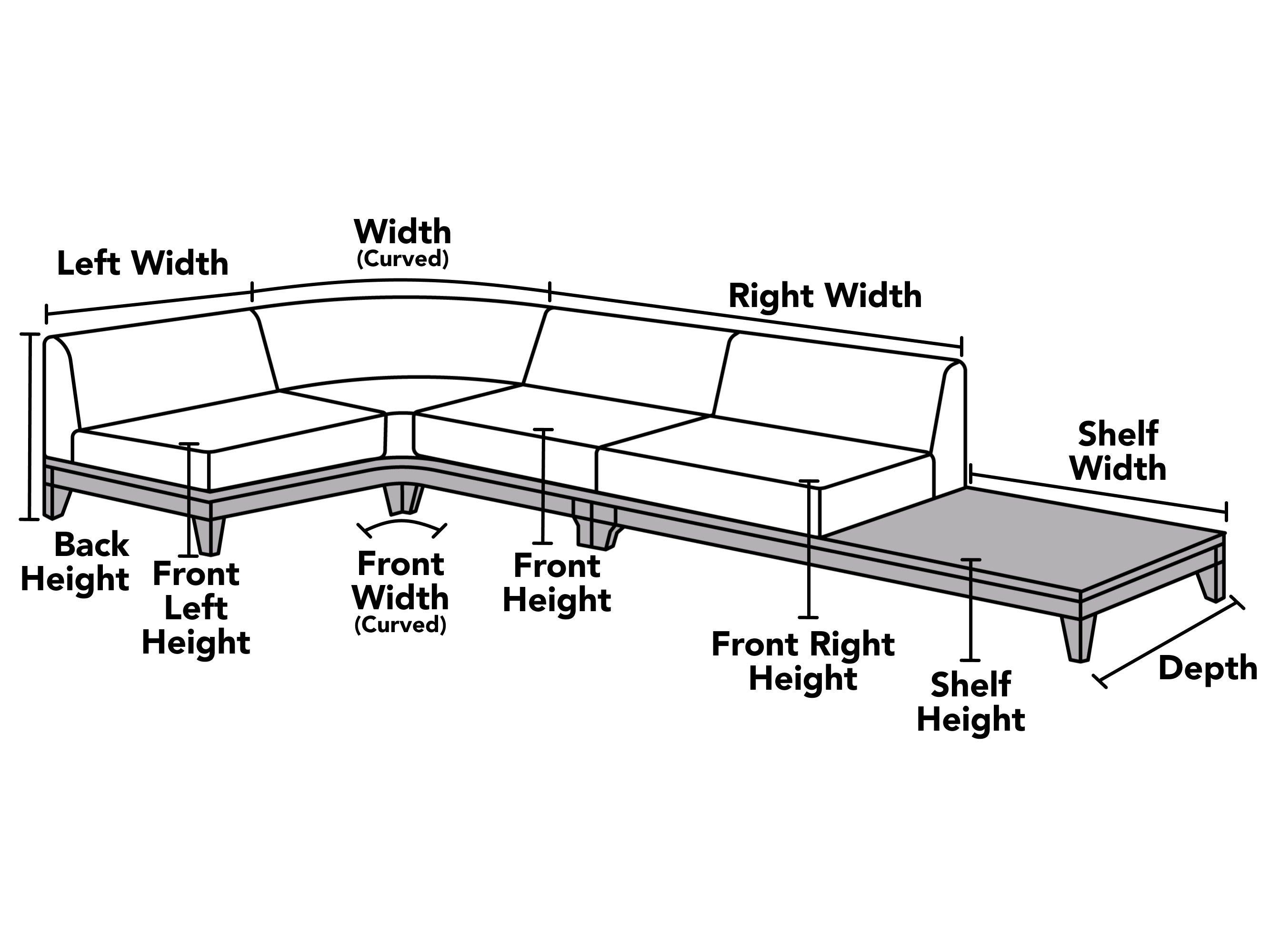 Custom L-Shape Sectional w/ Curved Corner & Right Side Table Cover ...